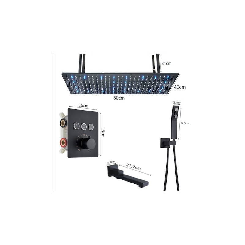 Set baterie dus, Blackswan, Tip M161, model negru mat, cu 3 cai ...